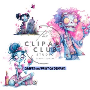 Whimsical Cute Zombies Halloween PNG Set | Spooky Cute Characters ...