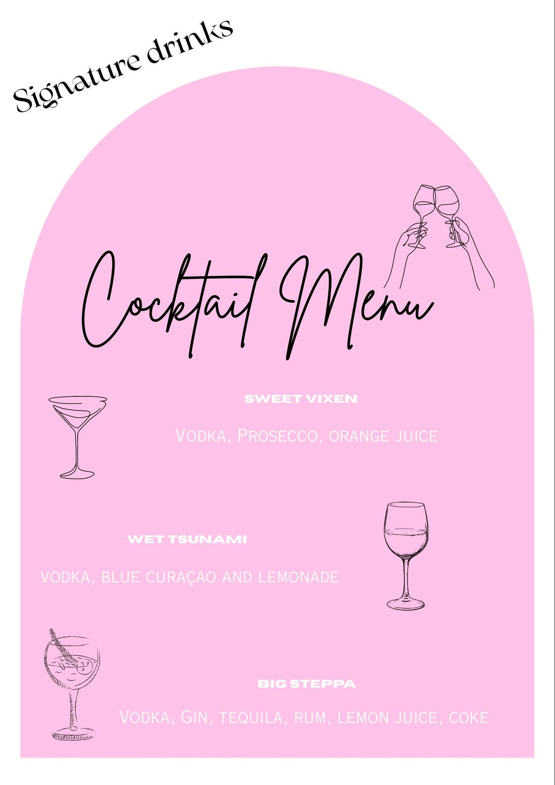 Signature Cocktails Menu - Etsy