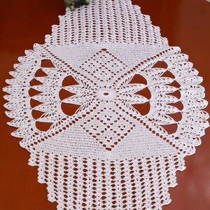 White Crochet Table Runner Cotton Table Runner White Table Cloth Table ...