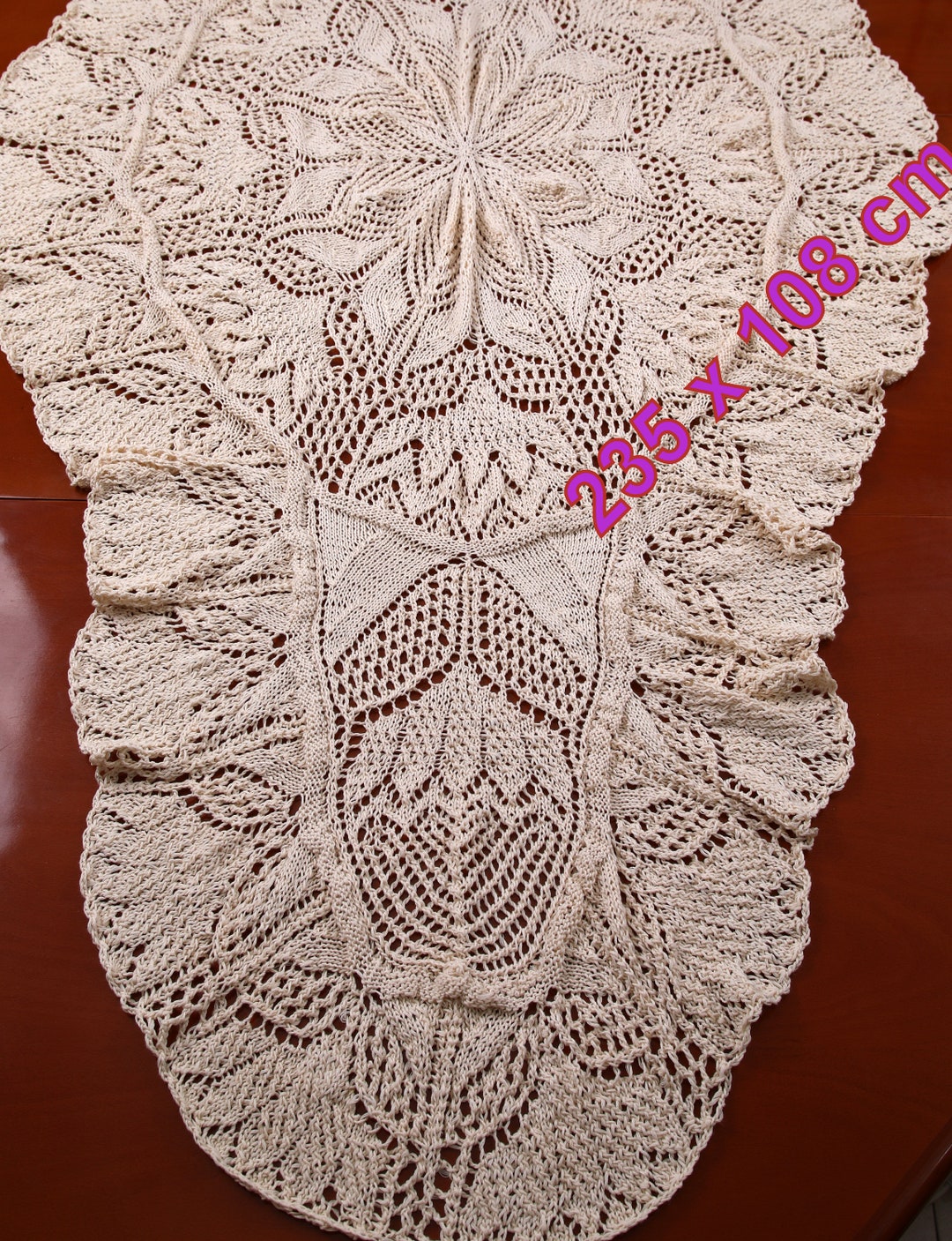 Cream Knitted Table Runner Creamtable Runner Off-whitetable Cloth Table ...