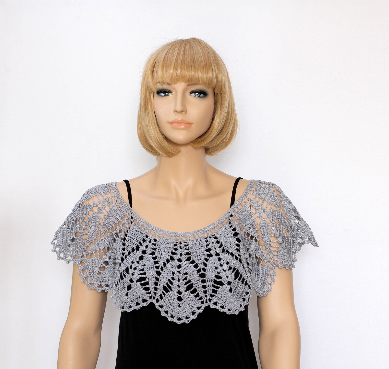 Gray Capelet Shoulder Crochet Shawl Neck Warmer Crochet Cowl - Etsy