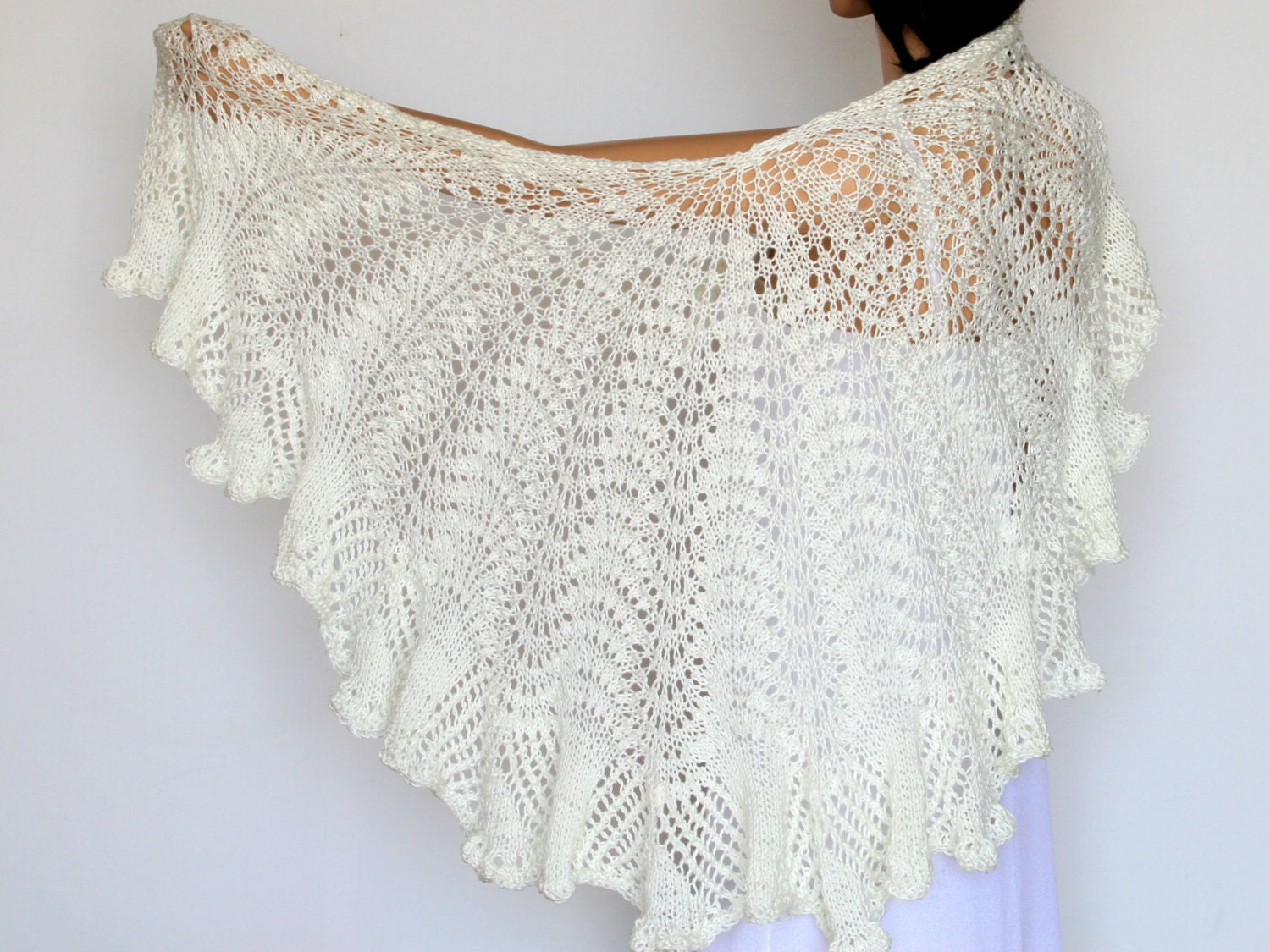Ivory Shawl Knit Shawl Scarf Hand Knit Shawl Wedding Shawl Wedding Wrap ...