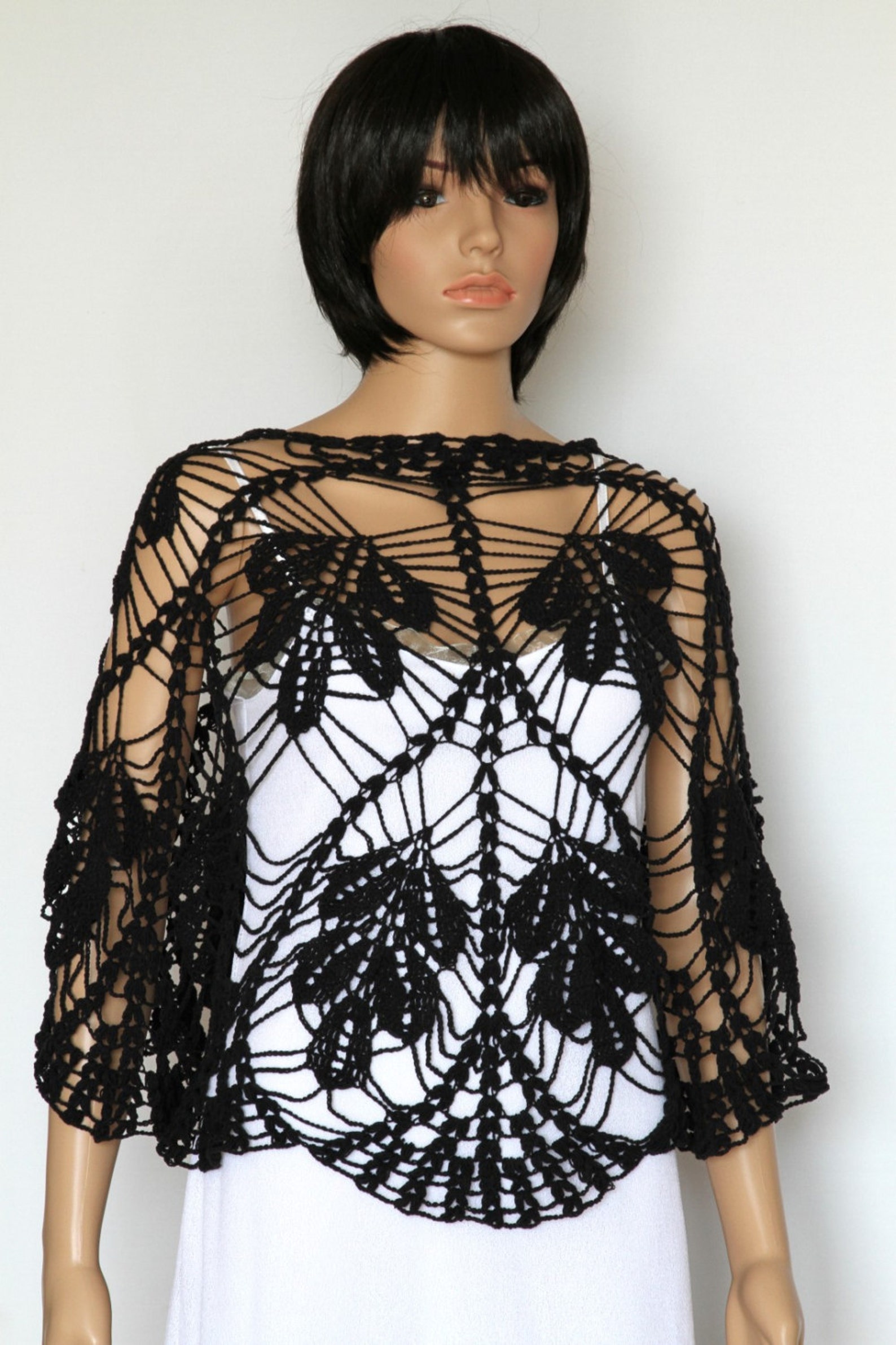 Black Shawl Black Wraps Shawl Crochet Scarf Evening Wrap - Etsy