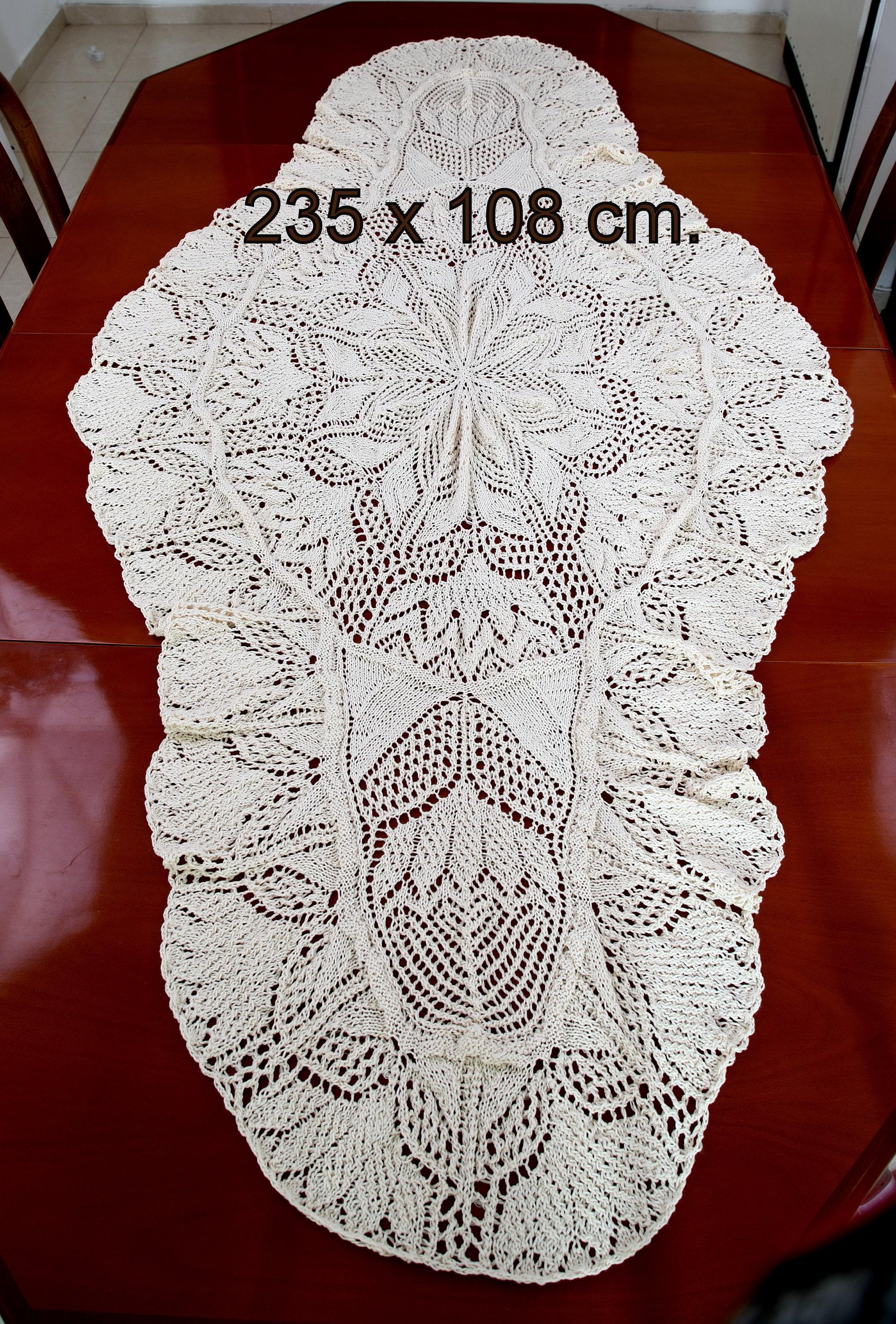 Cream Knitted Table Runner Creamtable Runner Off-whitetable Cloth Table ...