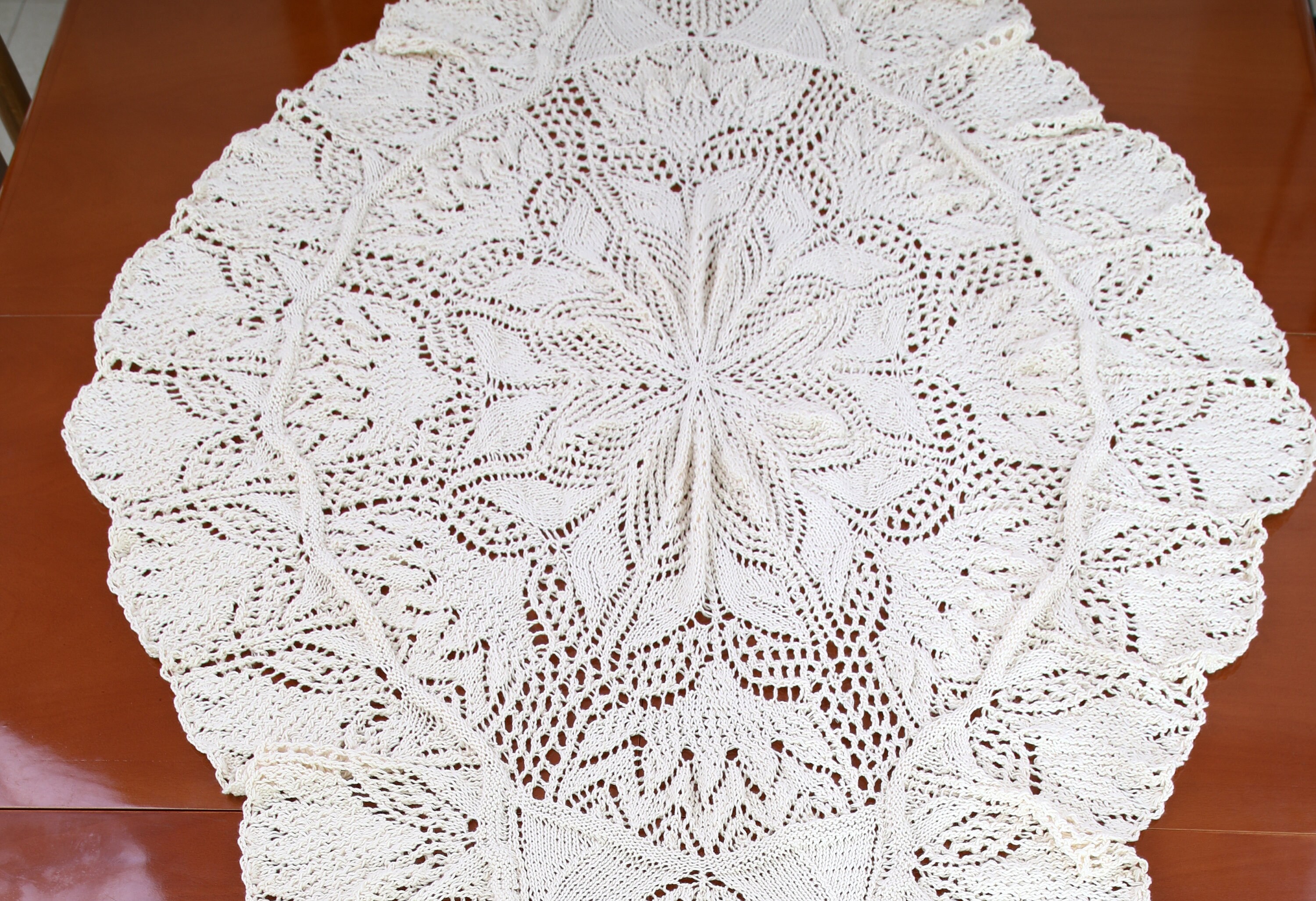 Cream Knitted Table Runner Creamtable Runner Off-whitetable Cloth Table ...