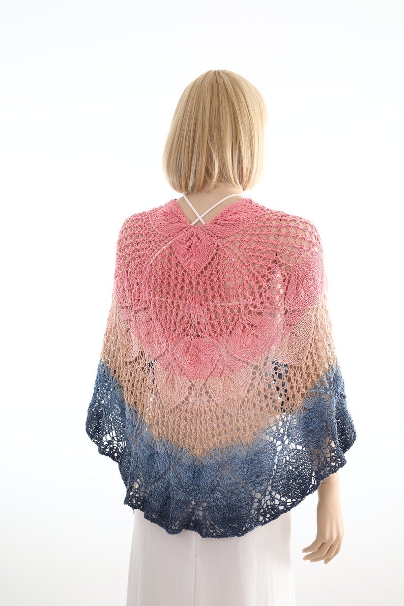 Hand Knit Shawl Knitted Colorful Wraps Shawl Evening Knitted Shawl ...