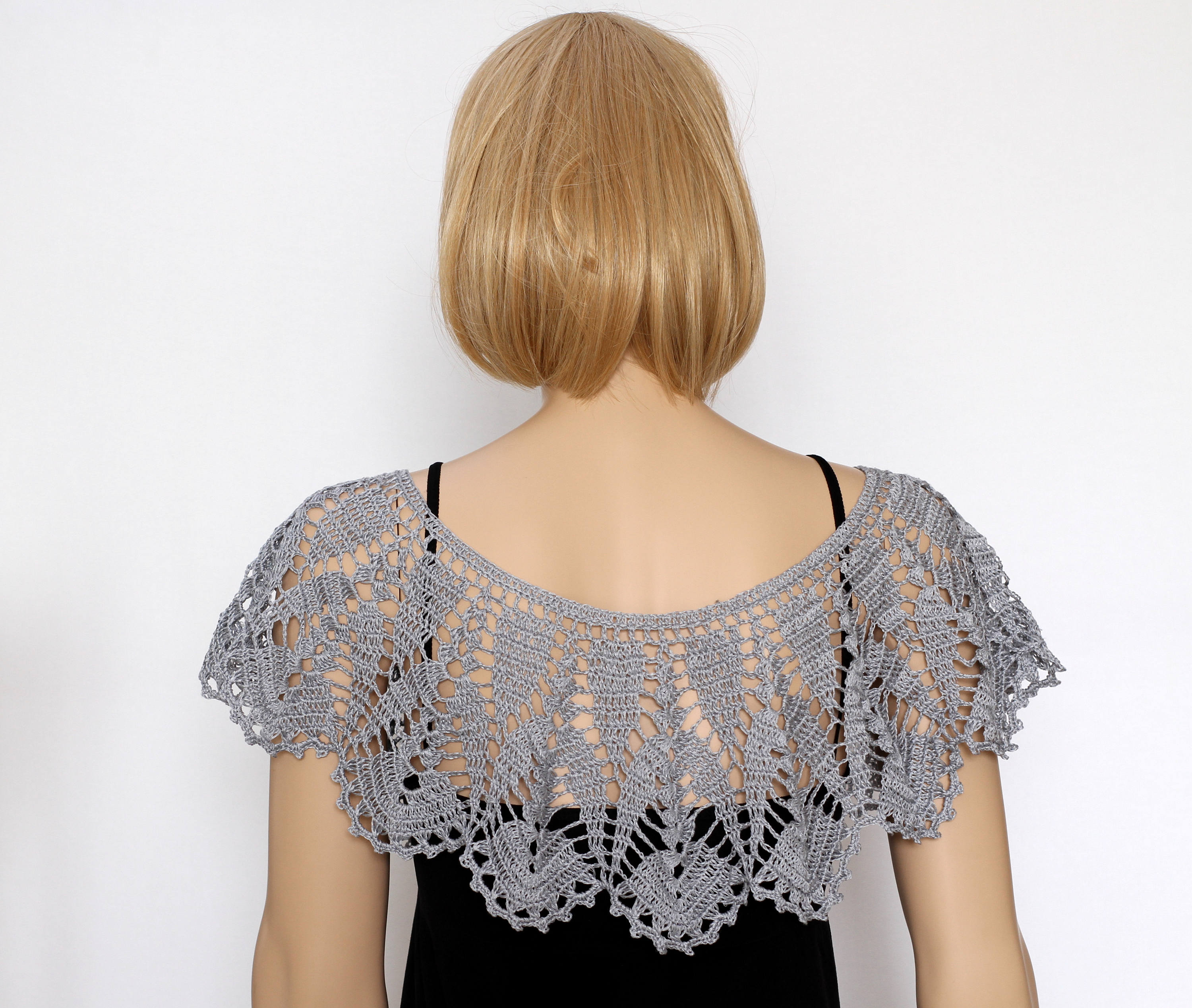 Gray Capelet Shoulder Crochet Shawl Neck Warmer Crochet Cowl - Etsy