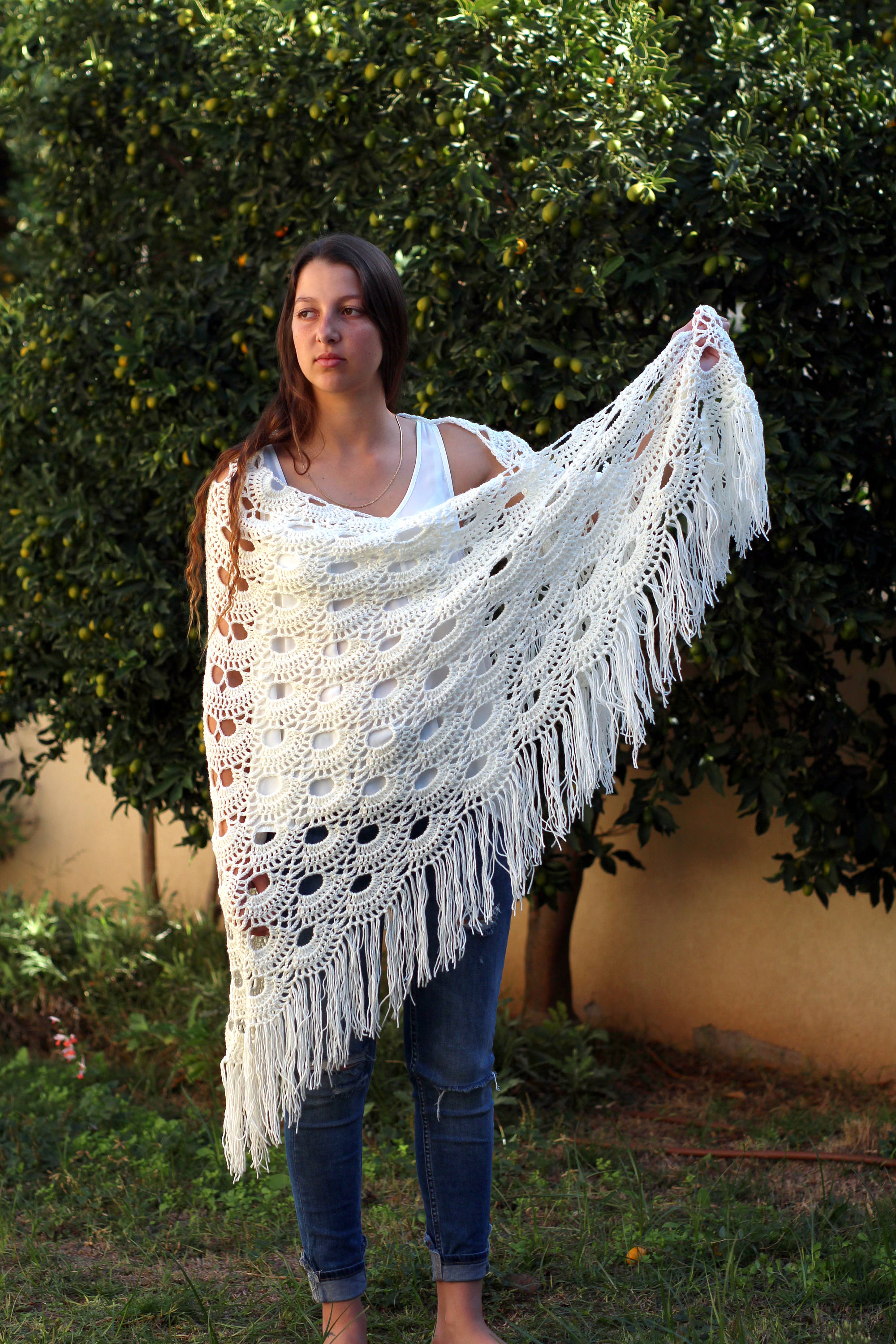 Off White Shawl Ivory Wraps Shawls Crocheted Wrap Shawl - Etsy UK