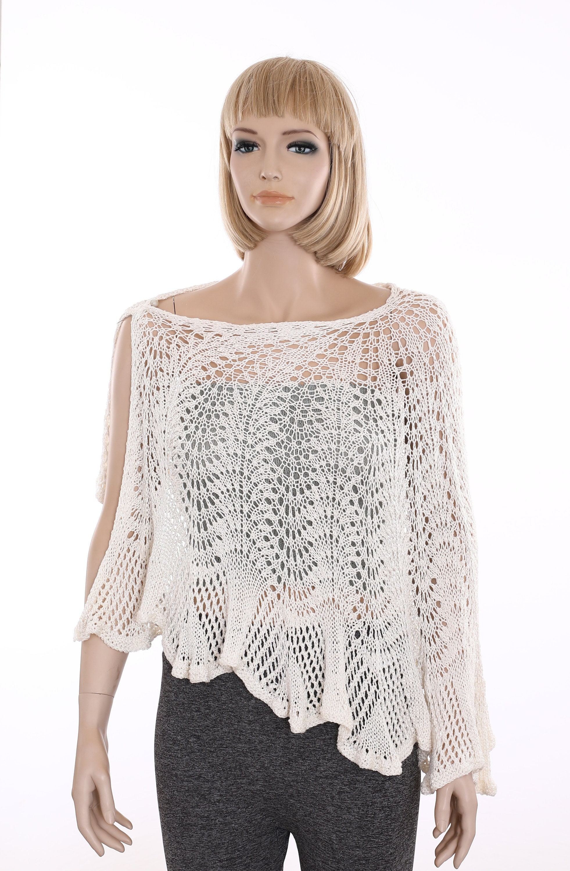 Ivory Shawl Knit Shawl Scarf Hand Knit Shawl Wedding Shawl Wedding Wrap ...