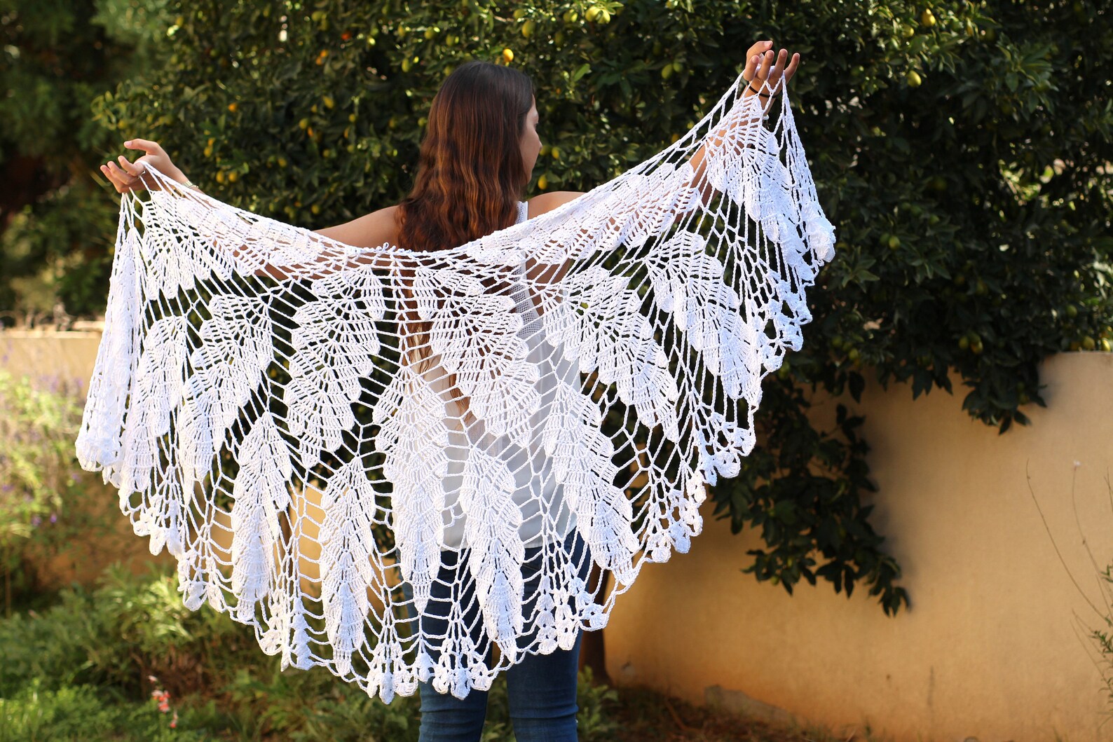 White Shawl Lace Crochet Shawl Wedding Shawl Wraps Shawls Large Shawll ...