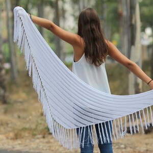 White SHAWL White Wraps Shawl Knitted Shawl White Wraps Shawl Long ...