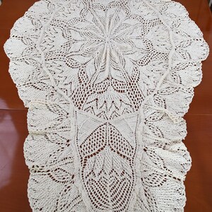 Cream Knitted Table Runner Creamtable Runner Off-whitetable Cloth Table ...