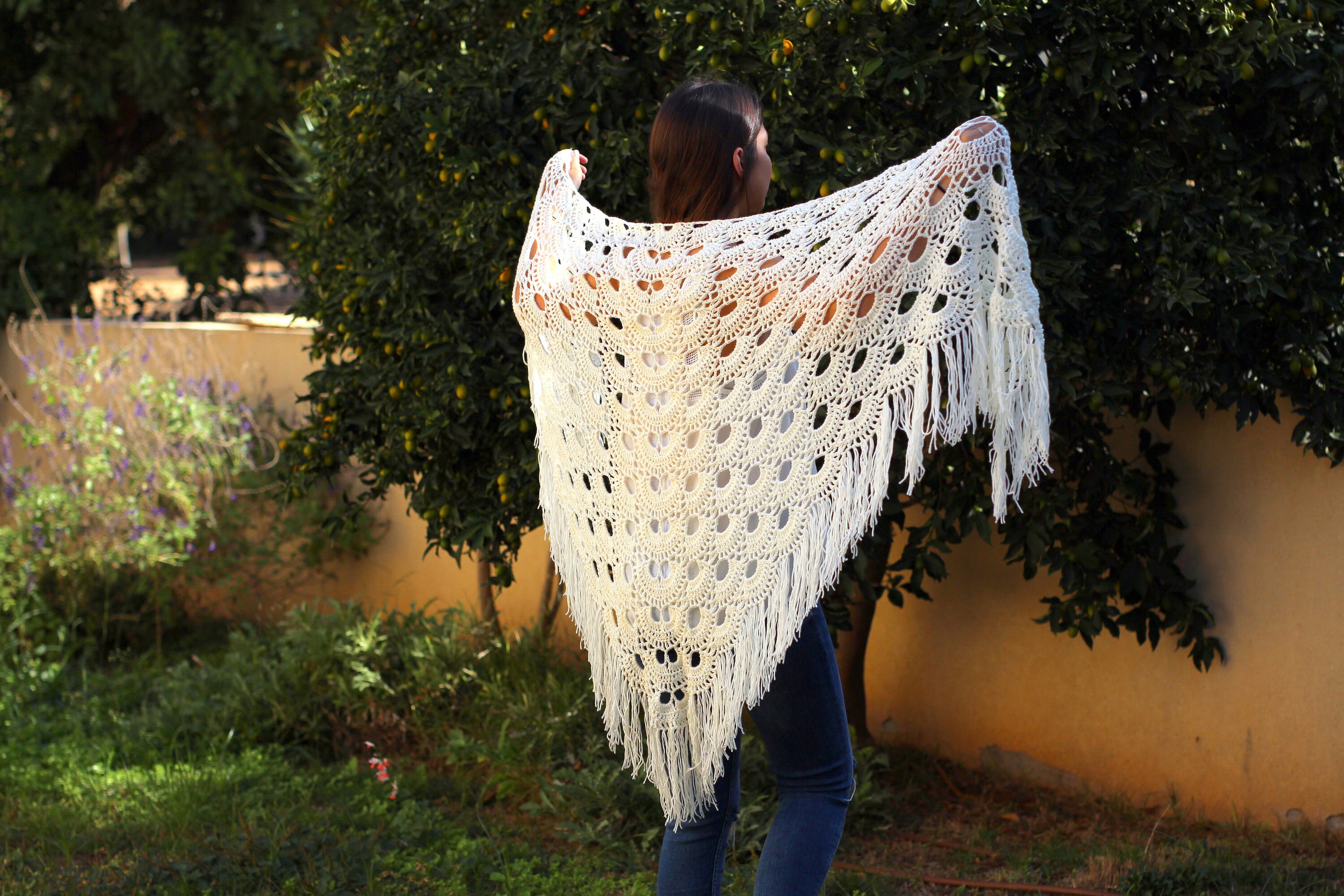 Off White Shawl Ivory Wraps Shawls Crocheted Wrap Shawl - Etsy UK