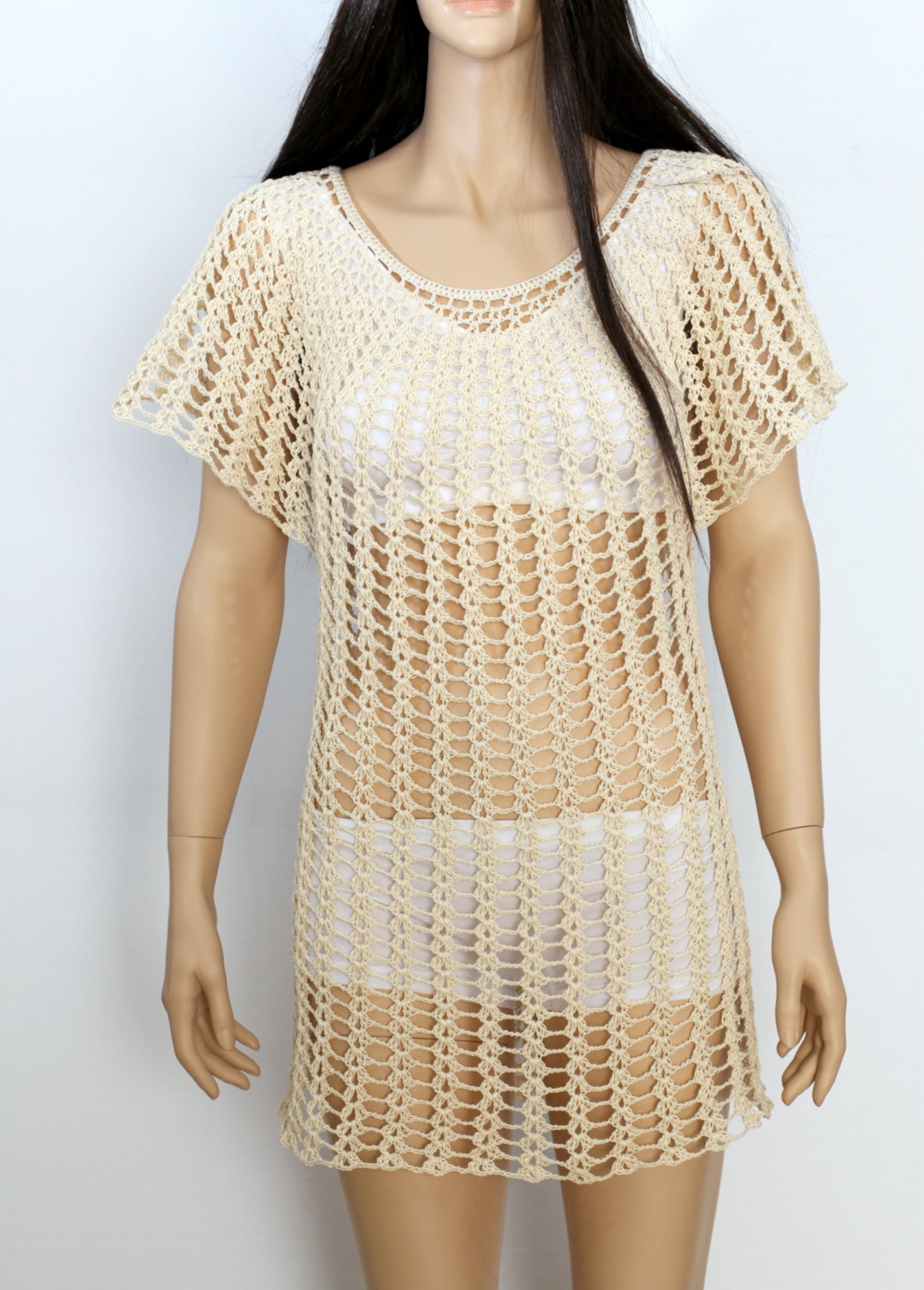 Crochet Beach Top Cream Top Crochet Top Blouse Summer Tunic Summer ...