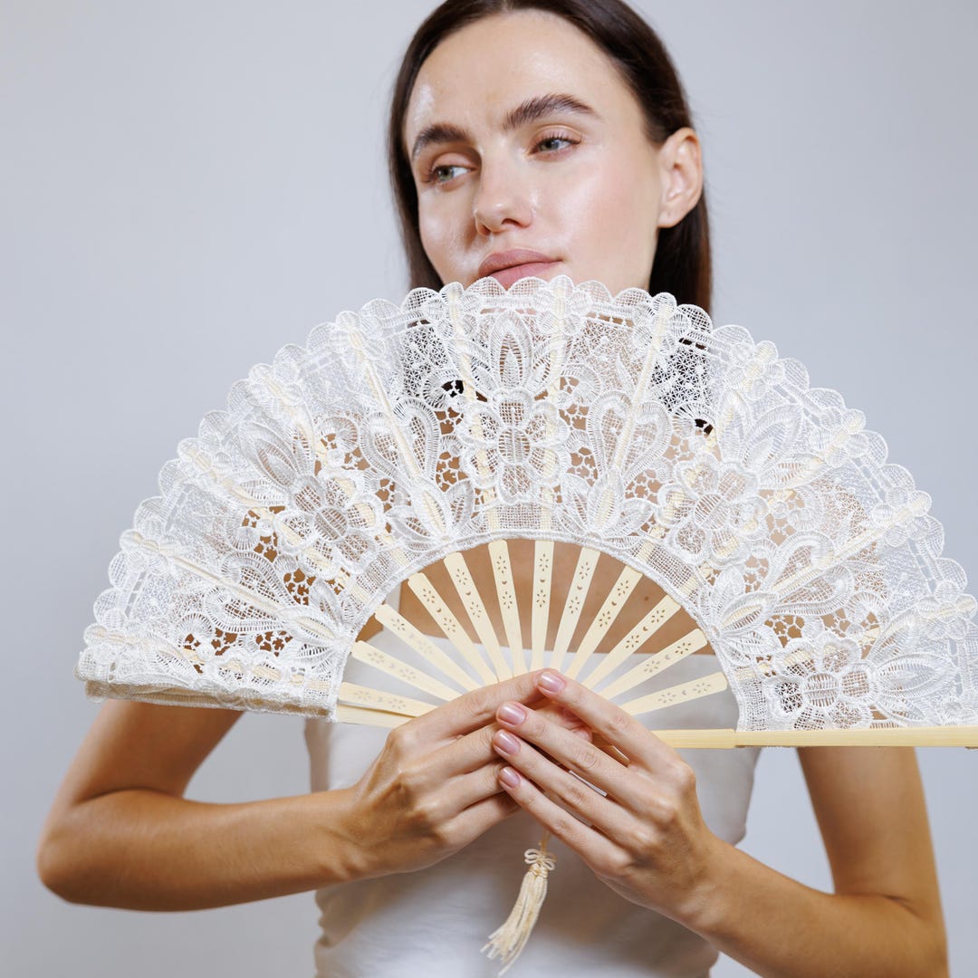 Lace Folding Fan, Spanish Hand Fan, Flamenco Fan, Vintage Lace Fan ...