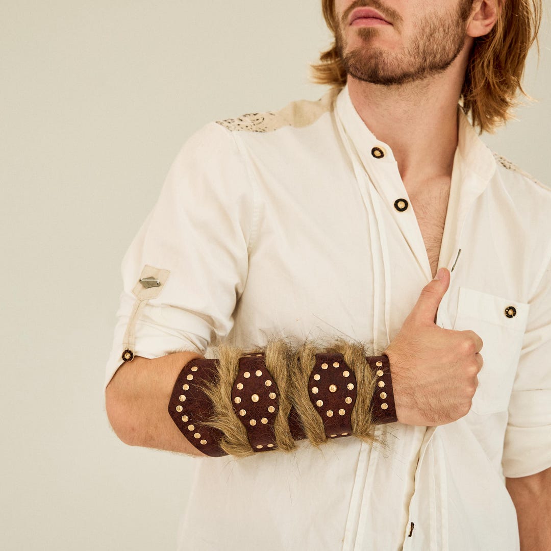 Faux Fur Arm Bracers, Cosplay Arm Bracers, Faux Leather Arm Cuffs ...