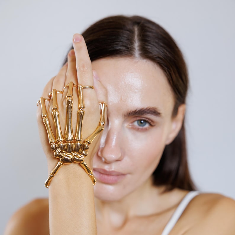 Skeleton Hand Bracelet, Goth Bracelet, Skeleton Hand Jewelry, Halloween ...