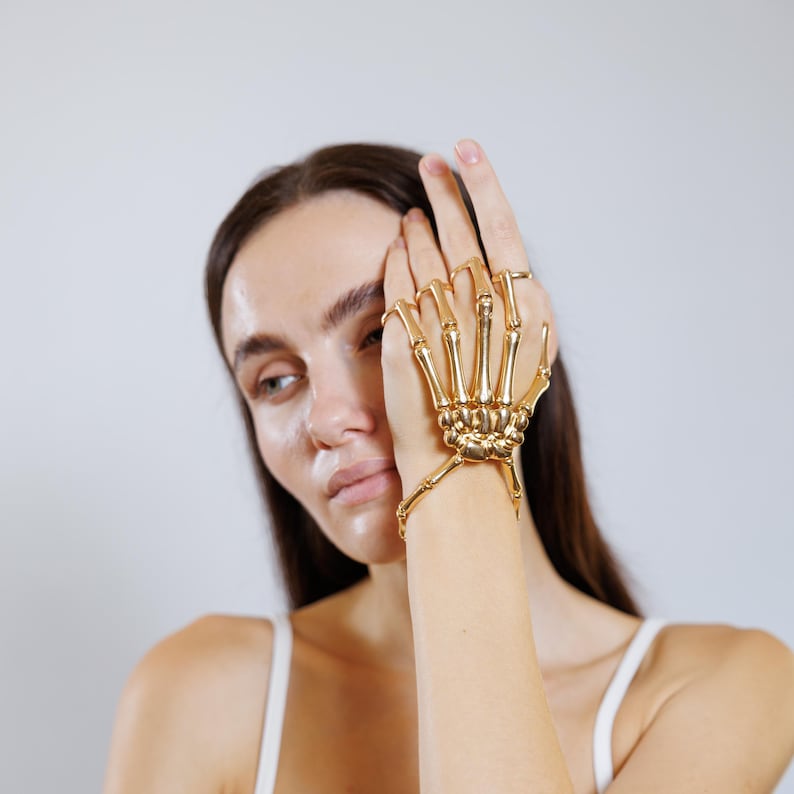 Skeleton Hand Bracelet, Goth Bracelet, Skeleton Hand Jewelry, Halloween ...
