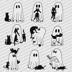 Halloween Ghost and Black Cat Clipart Set (SVG & PNG) - Etsy