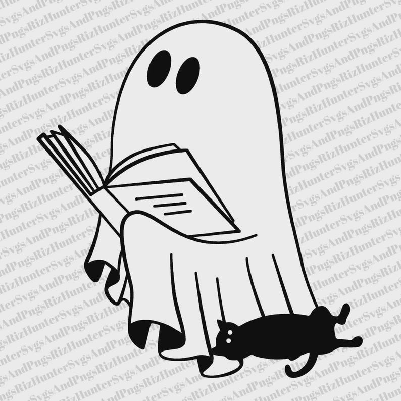 Halloween Ghost and Black Cat Clipart Set (SVG & PNG) - Etsy