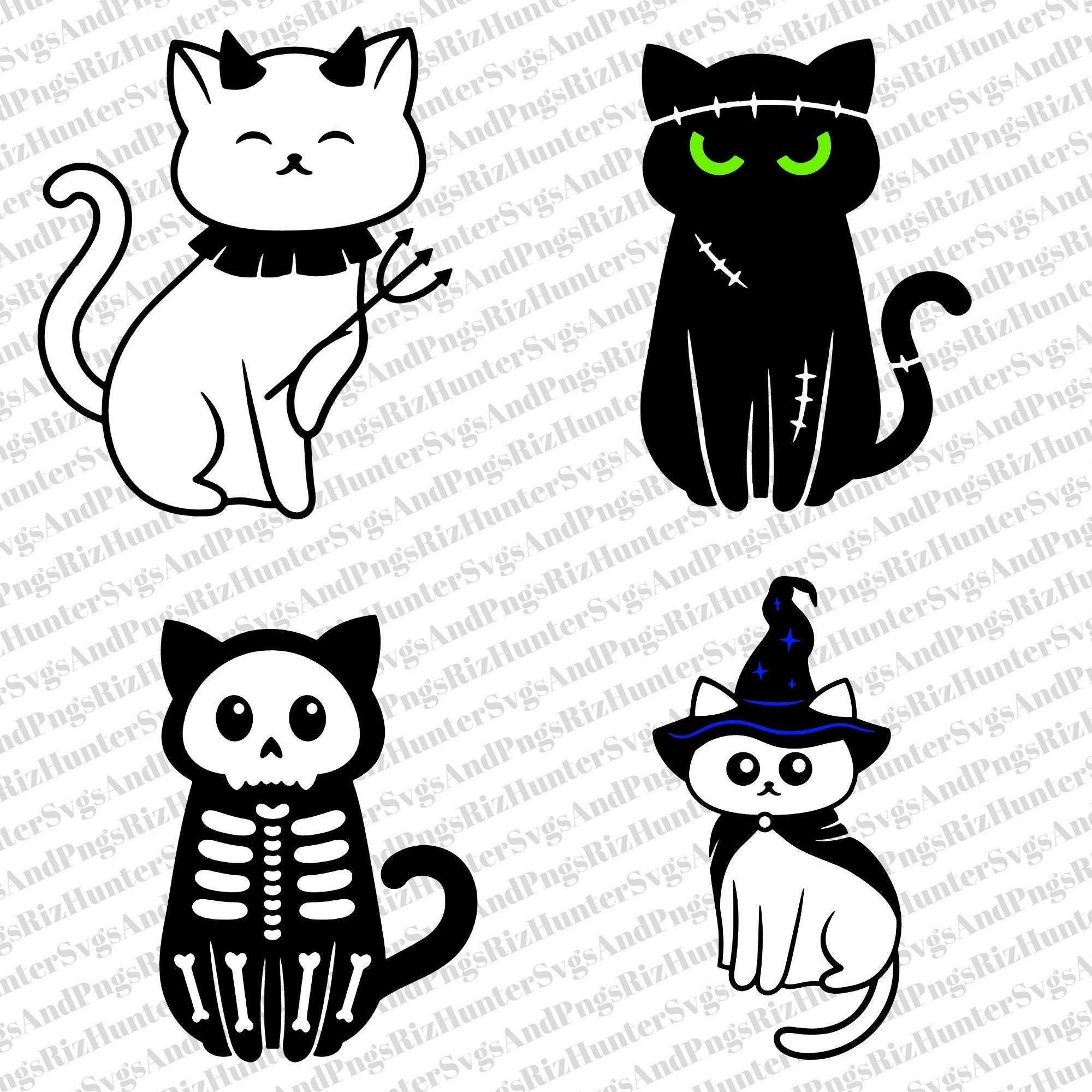 Halloween Cat SVG Bundle: Spooky Kitty Clipart for Cricut (digital ...