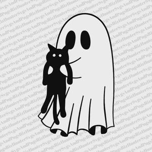 Halloween Ghost and Black Cat Clipart Set (SVG & PNG) - Etsy