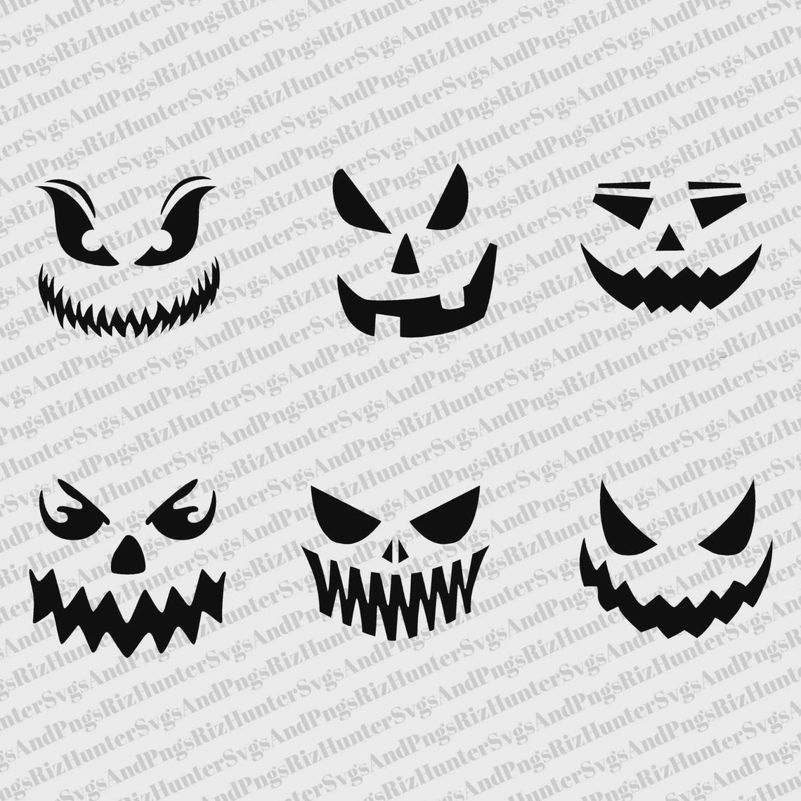 Halloween Pumpkin Faces SVG PNG Bundle: Spooky Jack O Lantern Clipart ...