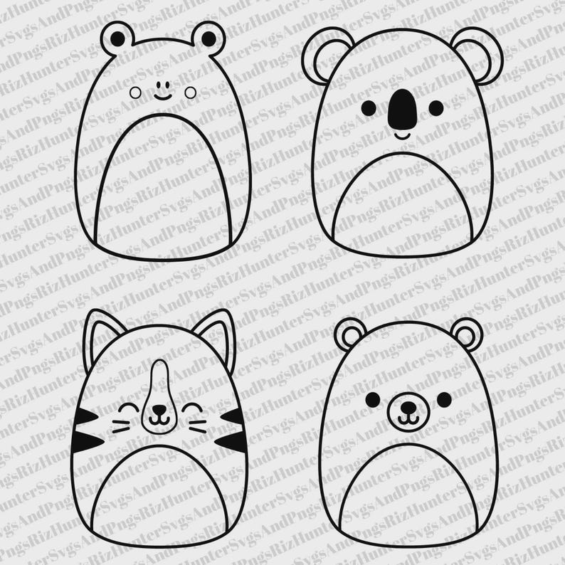 Squishmallow Outline Clipart Bundle: 40 PNG SVG Cricut Designs (digital ...