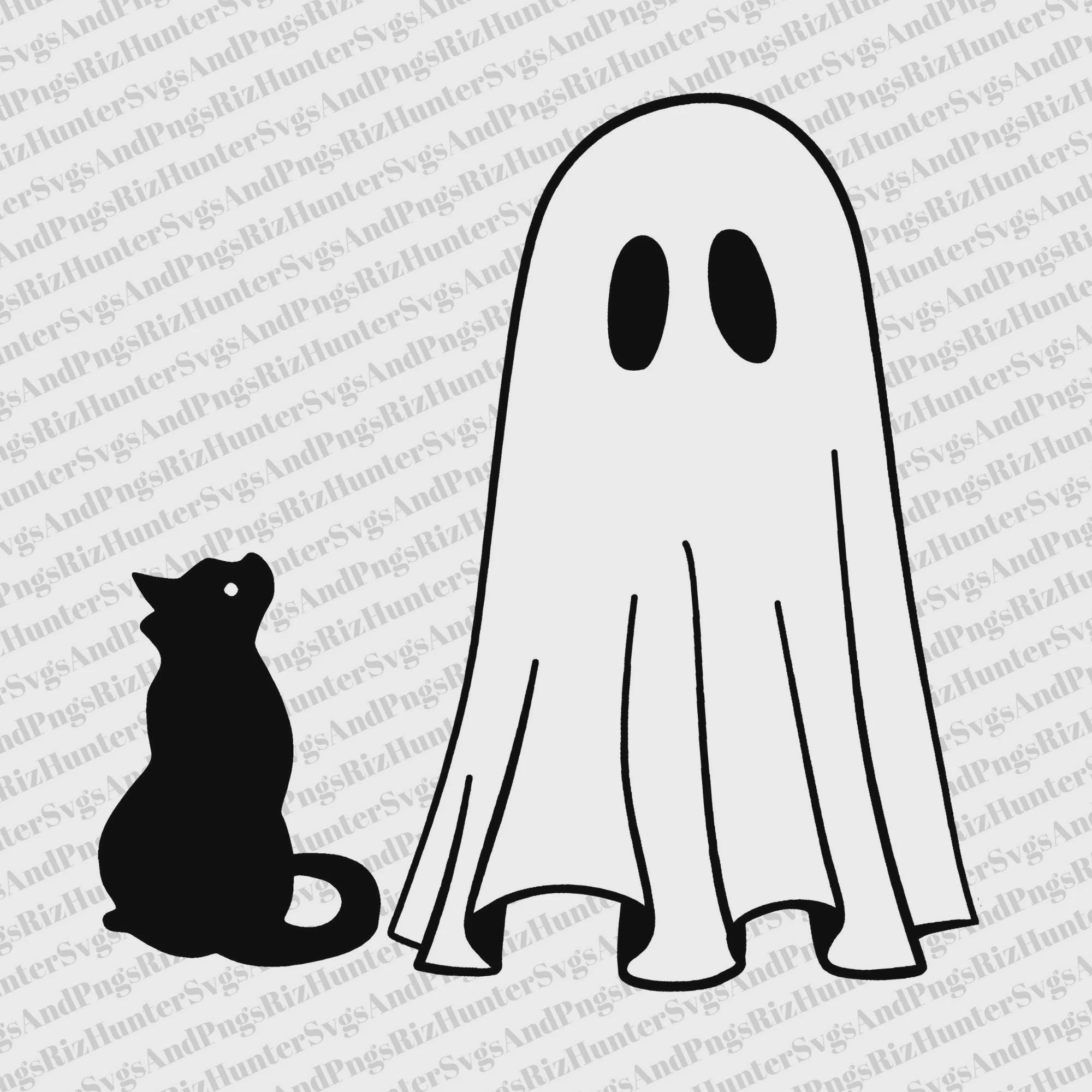 Halloween Ghost and Black Cat Clipart Set (SVG & PNG) - Etsy