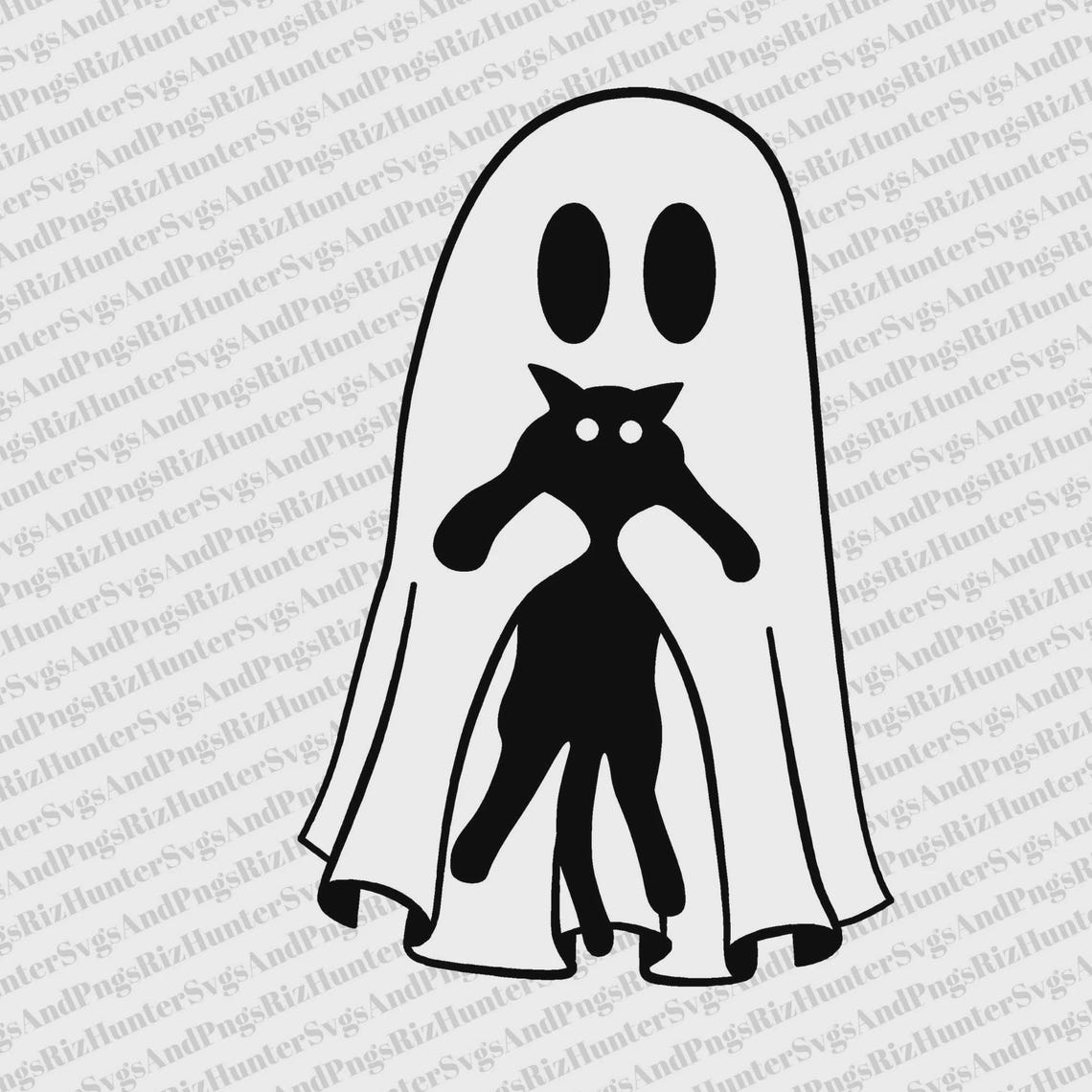 Halloween Ghost and Black Cat Clipart Set (SVG & PNG) - Etsy