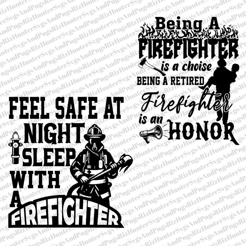 Firefighter Outline SVG Bundle: Fireman T-shirt Designs, Cricut Cut ...