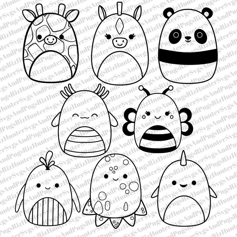 Squishmallow Outline Clipart Bundle: 40 PNG SVG Cricut Designs (digital ...