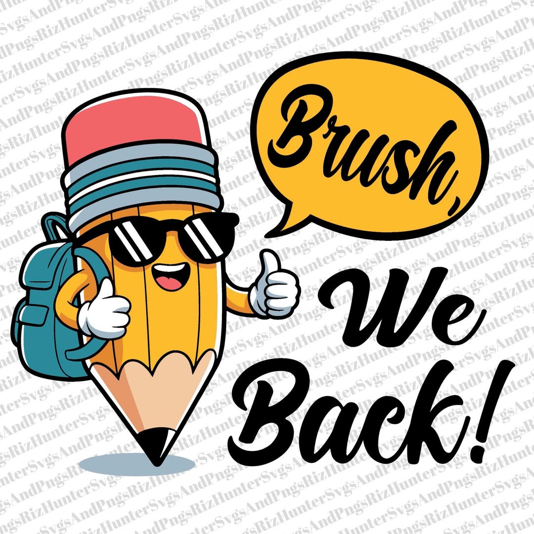 Back to School Pencil Clipart | Funny Cartoon PNG (digital Download) - Etsy