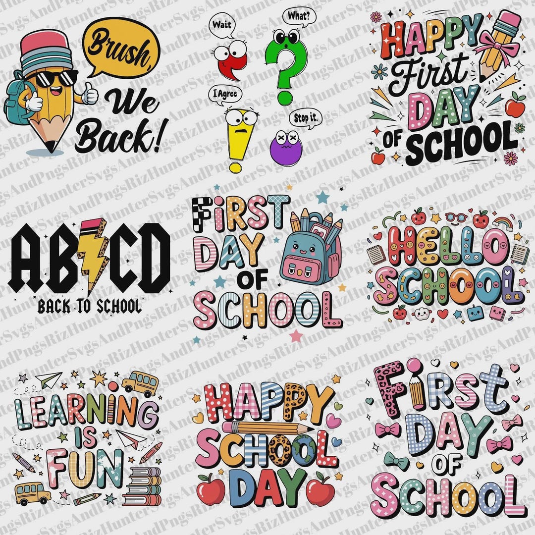 Back to School PNG Clipart Bundle: Teacher Stickers, Classroom Graphics ...