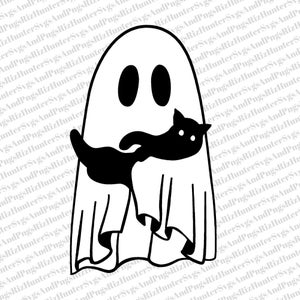 Halloween Ghost and Black Cat Clipart Set (SVG & PNG) - Etsy
