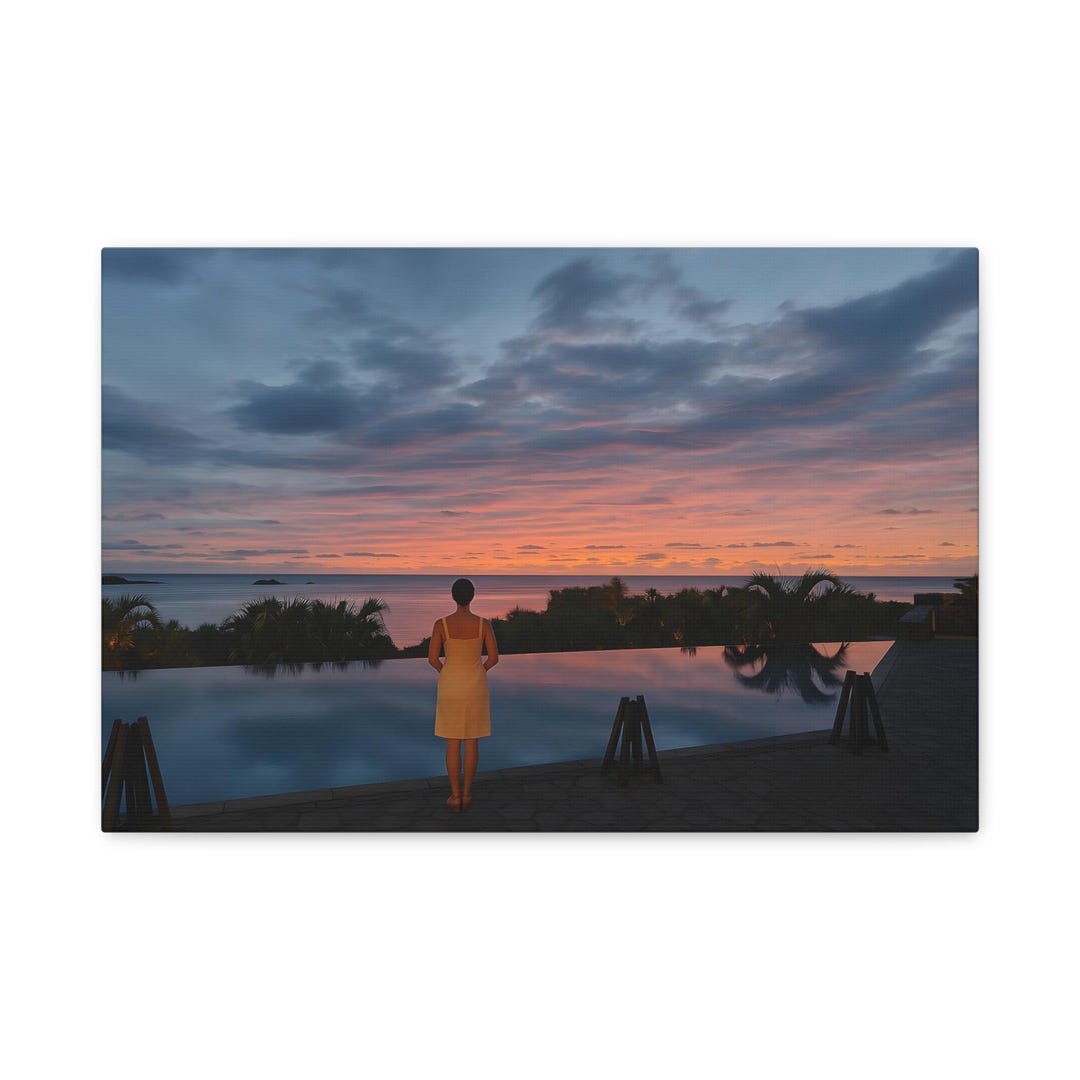 Okinawa Japan Girl Canvas Print Art: Sunset Ocean Infinity Pool - Etsy