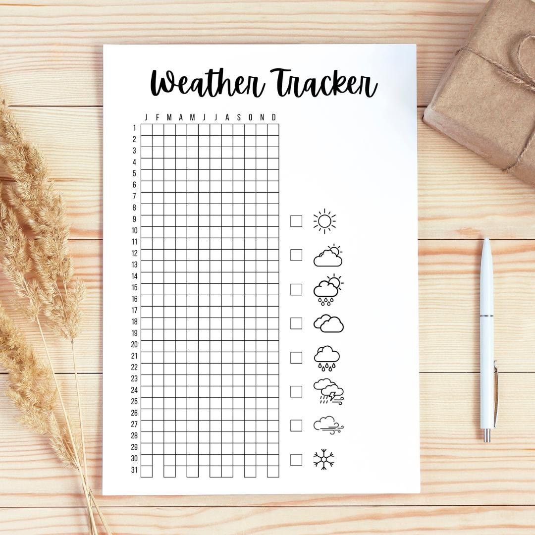 Weather Tracker Template, Weather Tracker Printable, Weather Diary ...
