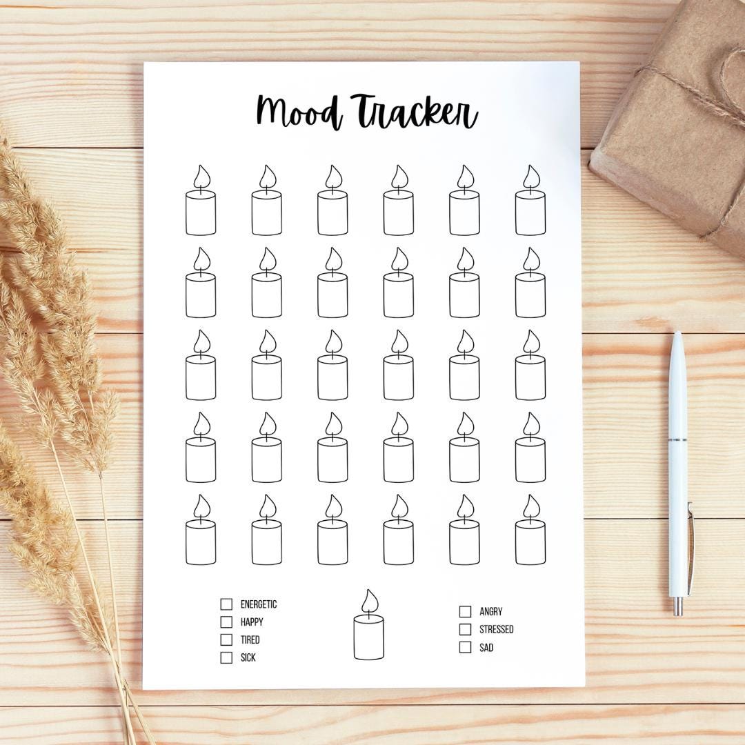 Mood Tracker Printable Candles | Mood Tracker Template to Print ...