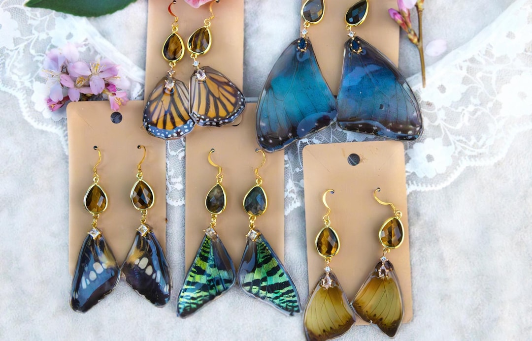 Real Preserved Butterfly / Moth Resin Earrings Ethically Sourced ...