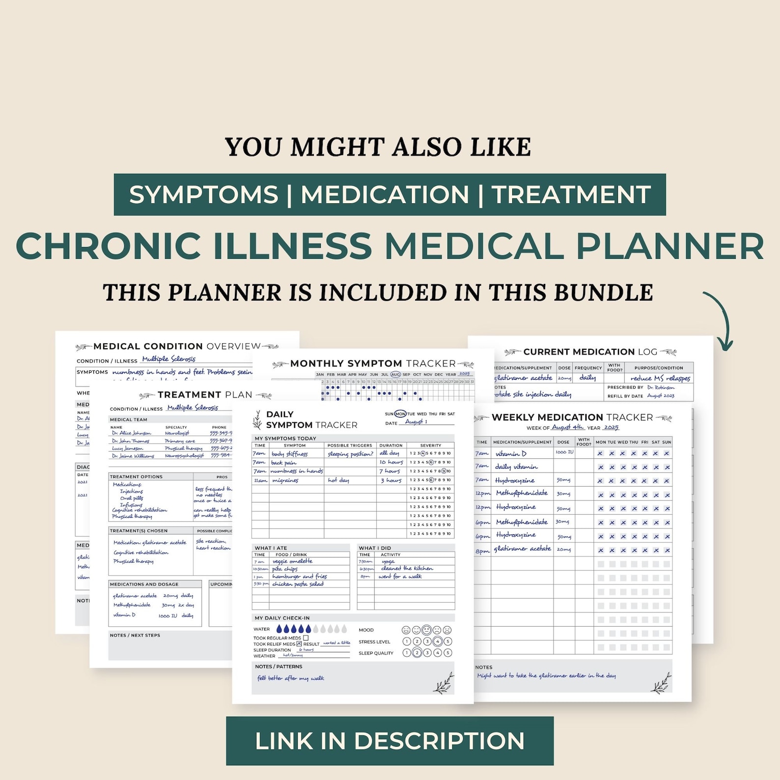 Medication Tracker, Medication Log, Medical Information Binder Insert ...