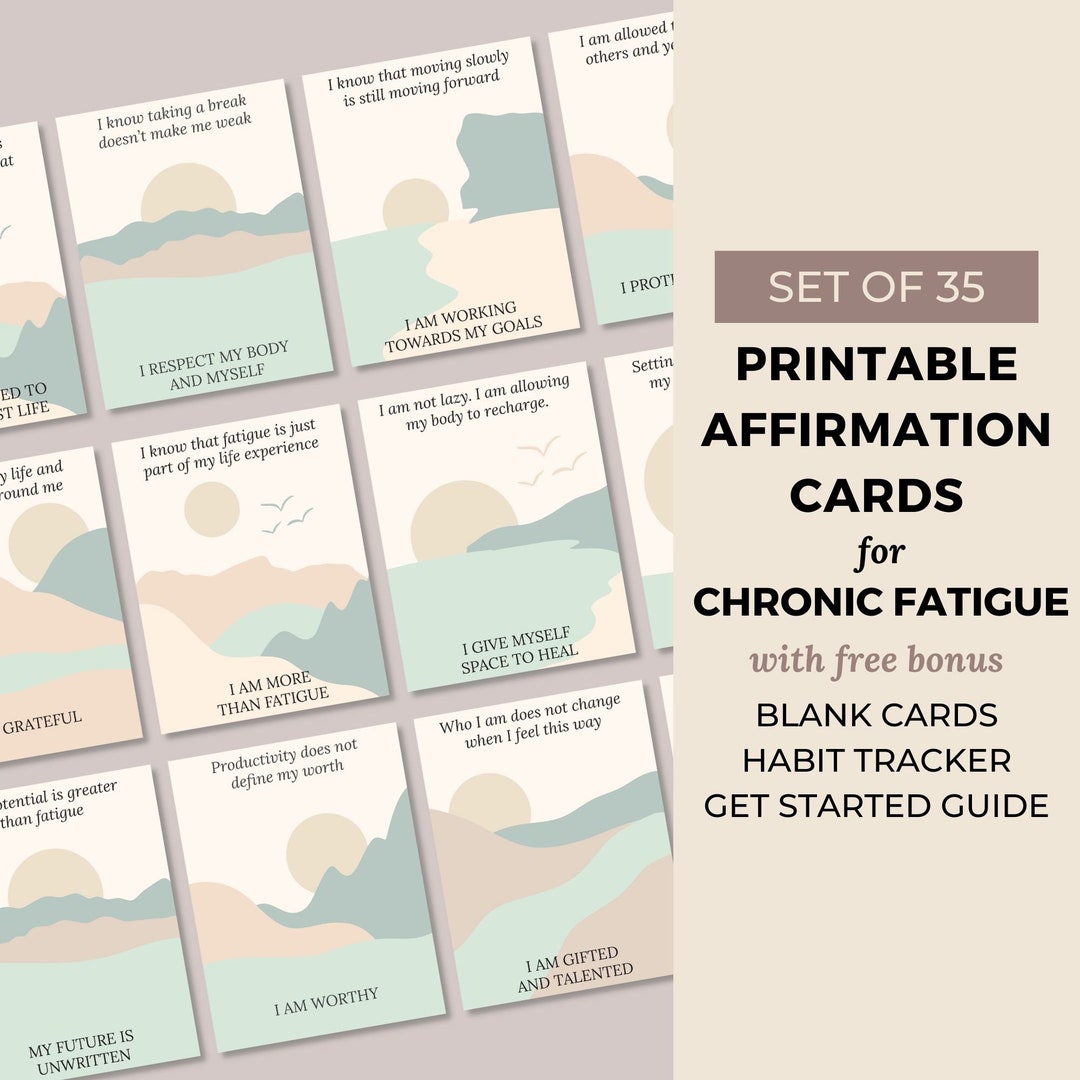 35 Chronic Fatigue Affirmation Cards Printable, Spoonie Mindfulness ...