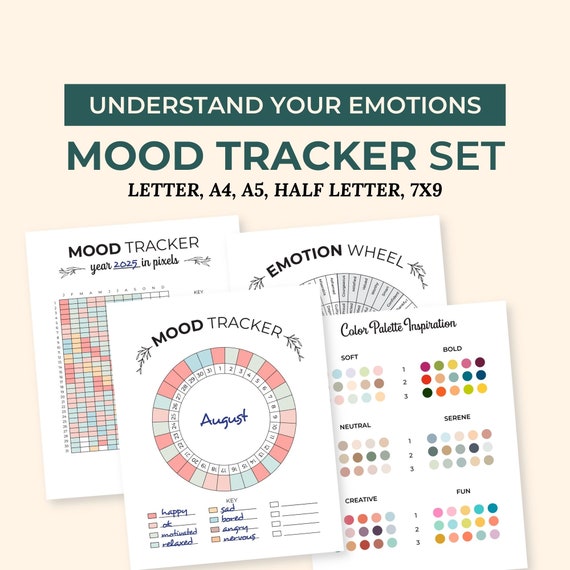 Monthly Mood Tracker Printable Coloring Yearly Self Care - Etsy Australia