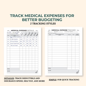 Medical Expense Tracker, Chronic Illness Medical Planner Healthcare ...