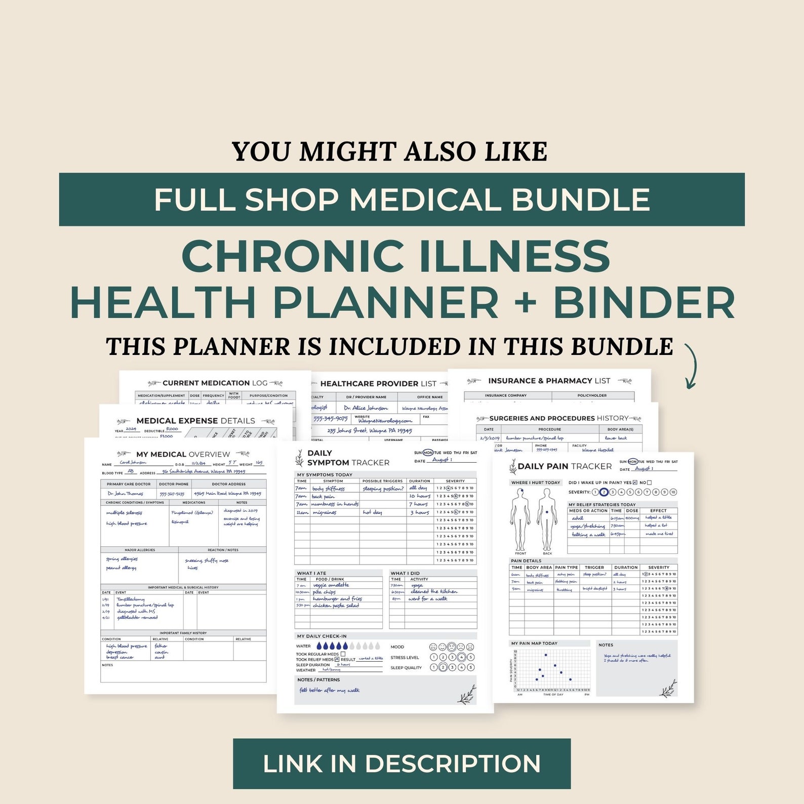 Chronic Illness Medical Binder, Medical Planner, Printable Caregiver ...