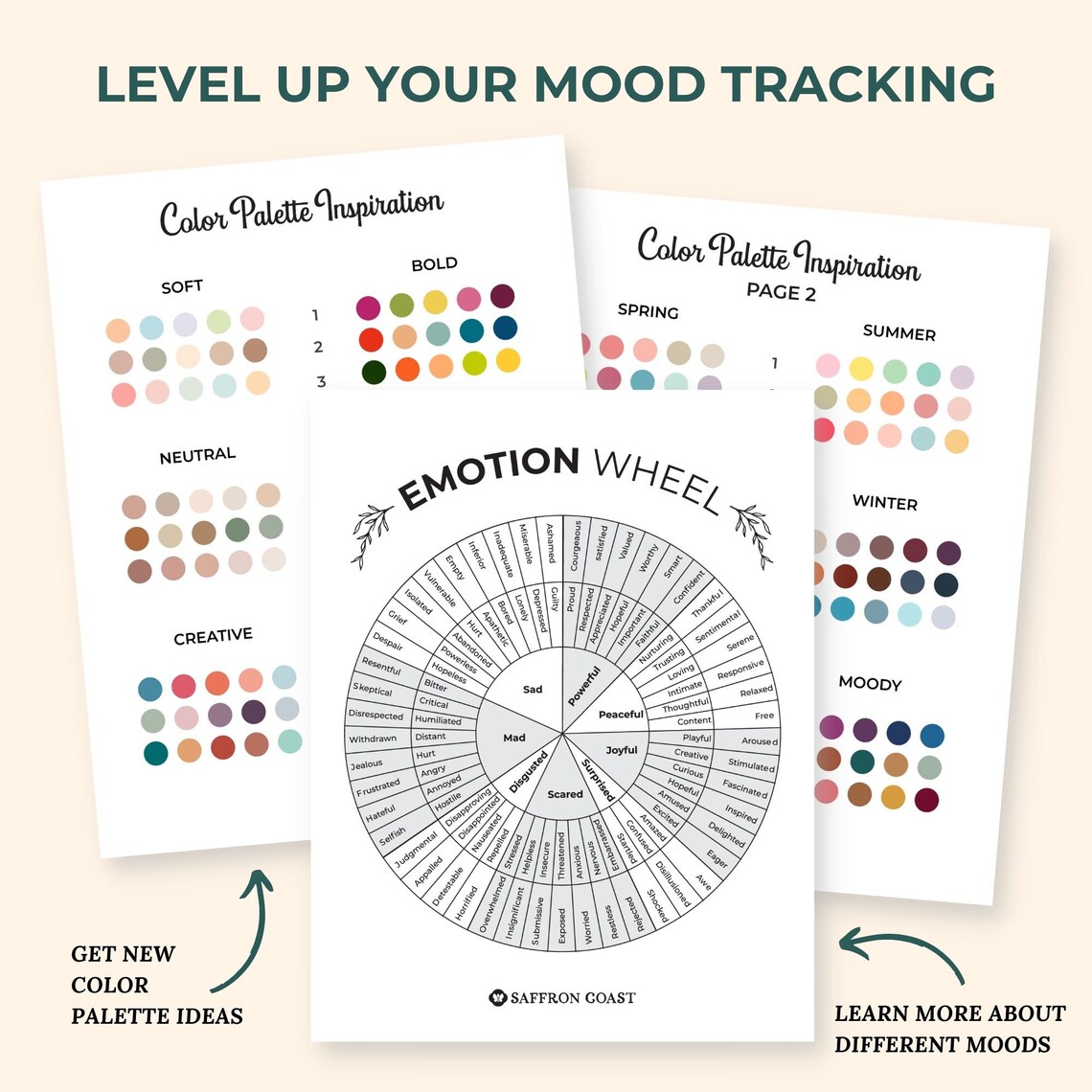 Monthly Mood Tracker Printable Coloring Yearly Self Care - Etsy