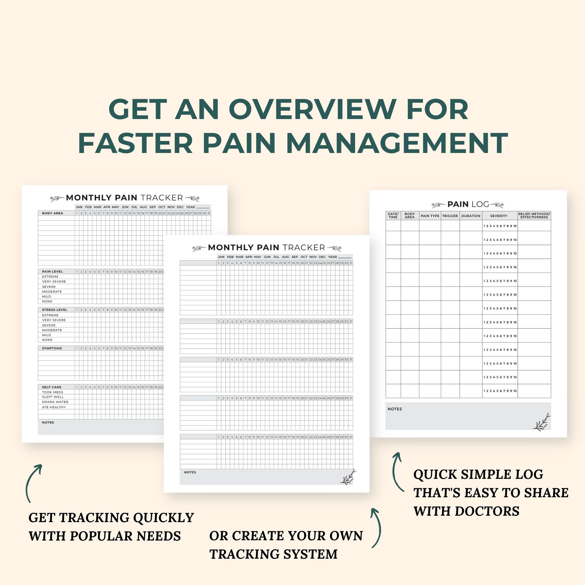 Chronic Pain Tracker and Medical Planner, Pain Diary, Chronic Illness ...
