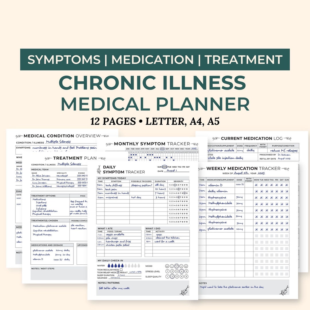 Chronic Illness Health Care Planner, Medical Information Binder ...