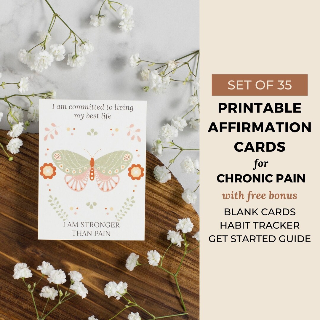 35 Chronic Pain Printable Affirmation Cards, Spoonie Mindfulness Cards ...