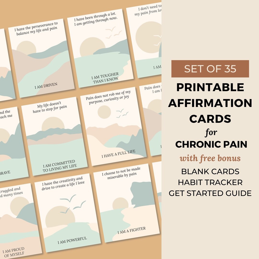 35 Chronic Pain Printable Affirmation Cards, Spoonie Mindfulness Cards ...