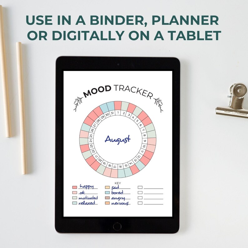 Monthly Mood Tracker Printable, Coloring Yearly Self Care Planner ...